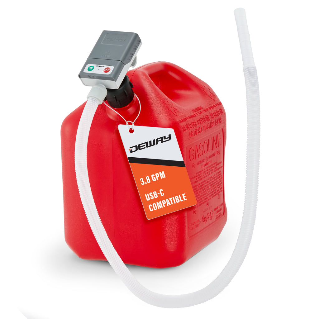 DeWay Gas Can Pump | 3.8 GPM, USB-C/Battery Powered
